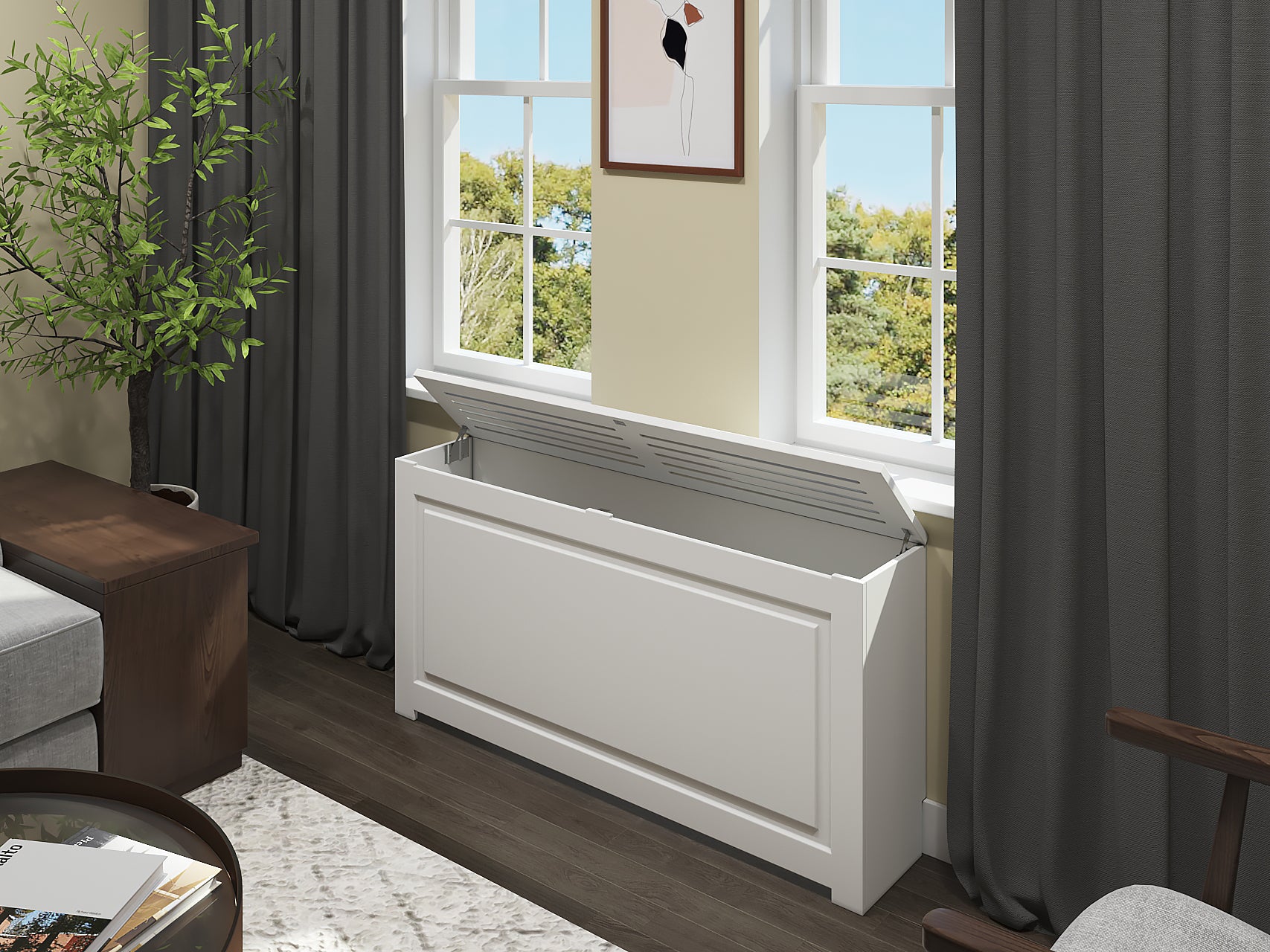 "AVELINE" Decorative HVAC & PTAC Cover Cabinet, Top Cover Equipped wit ...